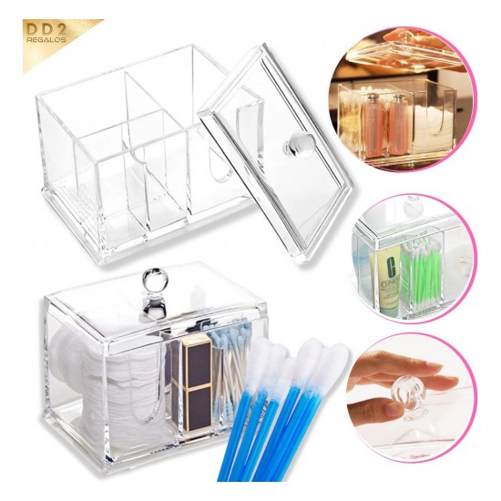 Organizador Acrilico 4 Divisores C/tapa Porta Wipes Multiuso